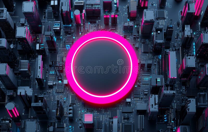 Various Colours Futuristic CPU and Processor, Quantum and Machine ...