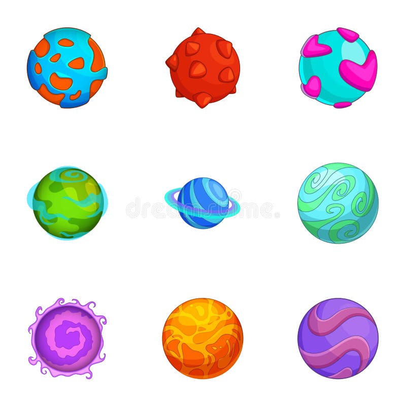 Comic Planets Set on Space Background Stock Vector - Illustration of ...