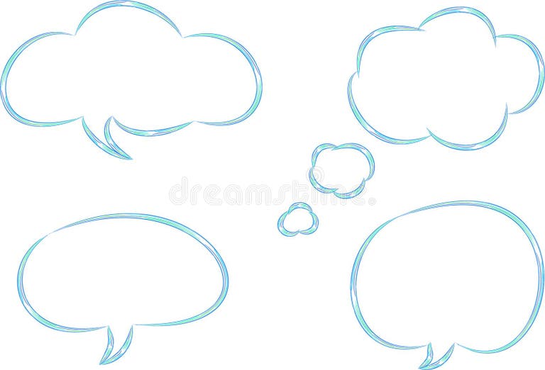 Light Blue Colorful Art Frames Abstract Outline Speech Bubbles Set ...