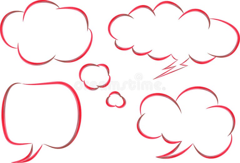 Red Black Colorful Comic Style Speech Bubbles Set Stock Vector ...