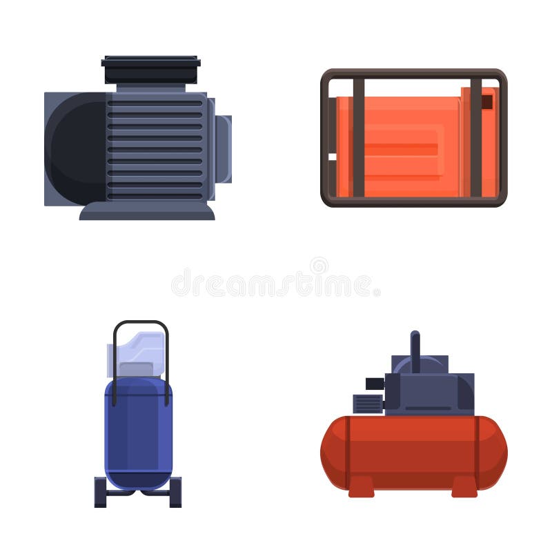 Various Compressor Icons Set Cartoon Vector. Different Type of Air ...