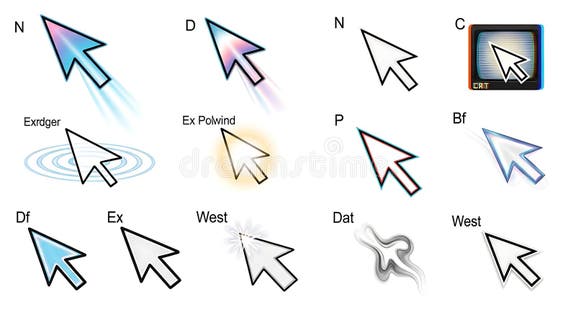 Various Computer Mouse Cursor Designs with Different Styles and Effects ...