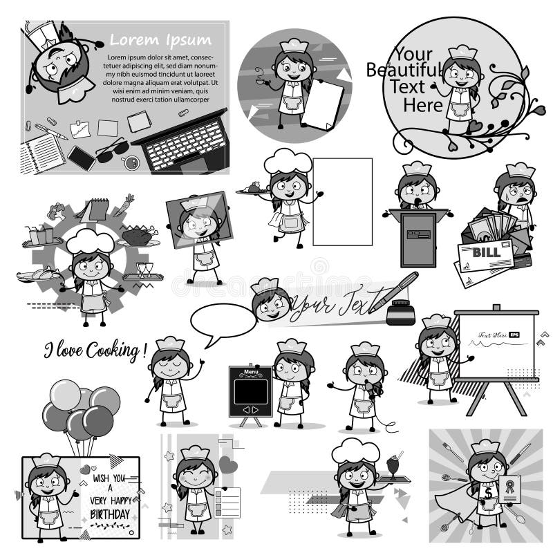 Comic Black and Whote Indian Man Poses - Set of Concepts Vector ...