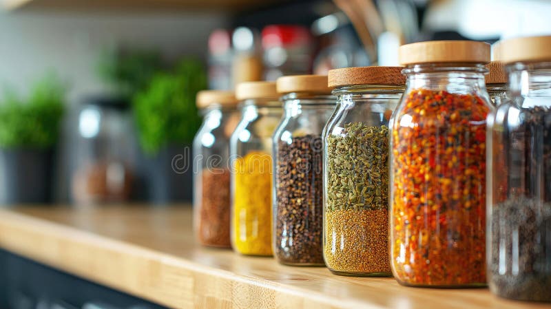 Various Condiments on the Table. Selective Focus Stock Photo - Image of ...