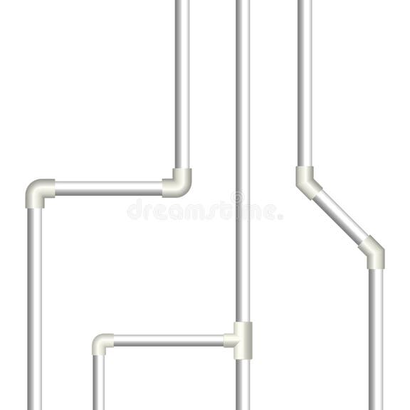 Various Connections of Plastic Pipes. Front View, Vector Illustration ...