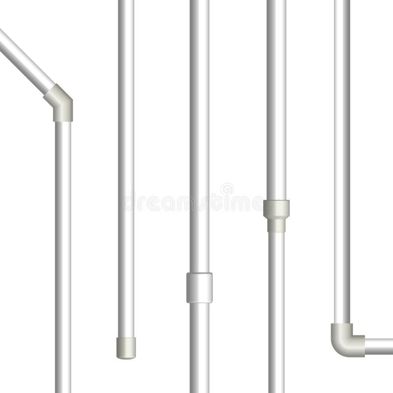 Various Connections of Plastic Pipes. Front View, Vector Illustration ...