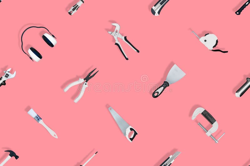Various Construction Tools on a Bright Background.Tools Seamless ...