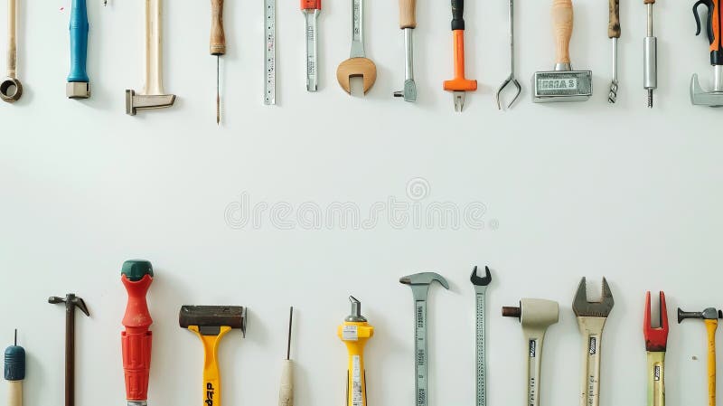 Various Construction Tools on a White Background. Concept of Building ...