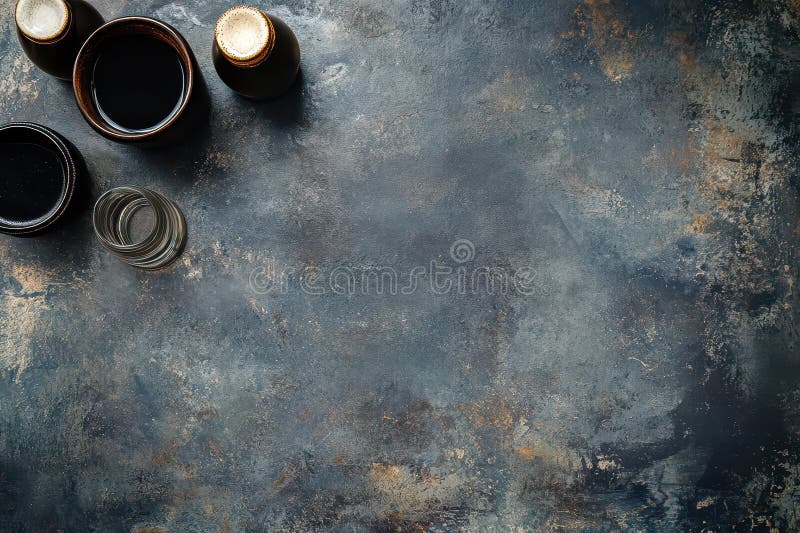 Various Containers Arranged on a Textured Surface Stock Photo - Image ...