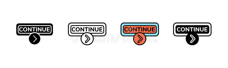 Various Continue Button Designs with Arrows in Different Styles and ...