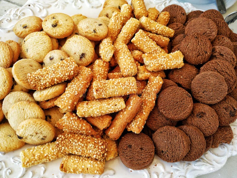 Various Cookies on the Platter Stock Image - Image of stacked, homemade ...