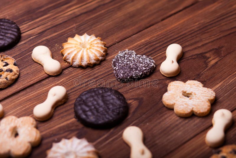 Various Cookies on the Wooden Table Stock Photo - Image of table ...