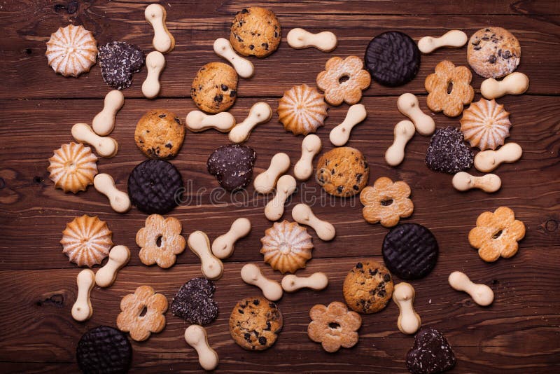 Various Cookies on the Wooden Table Stock Photo - Image of table ...