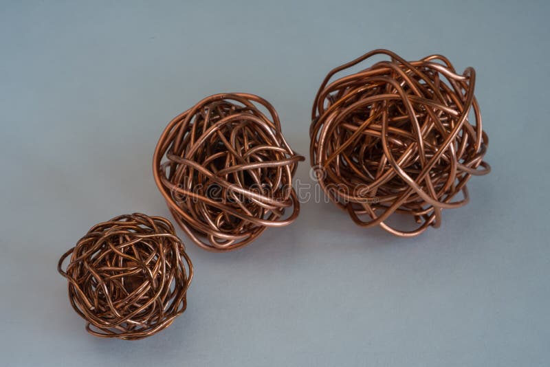 Various Copper Wire Balls stock image. Image of shiny - 171246679