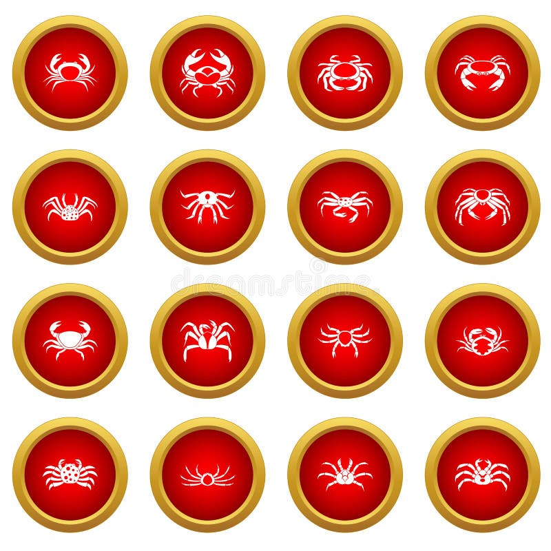 Various Crab Icons Set Squares Vector Stock Vector - Illustration of ...