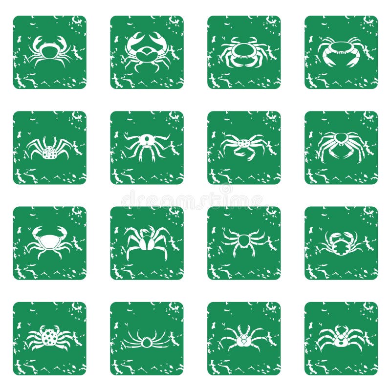 Various Crab Icons Set Grunge Stock Vector - Illustration of crustacean ...