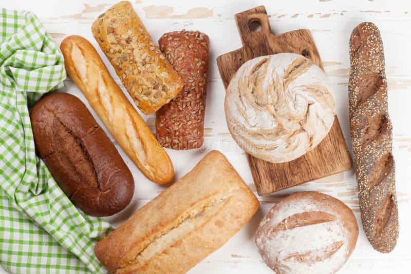 Various Crusty Bread and Buns Stock Image - Image of black, fresh ...