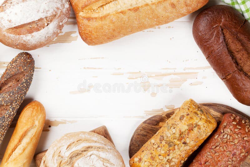 Various Crusty Bread and Buns Stock Photo - Image of cereal, dark ...