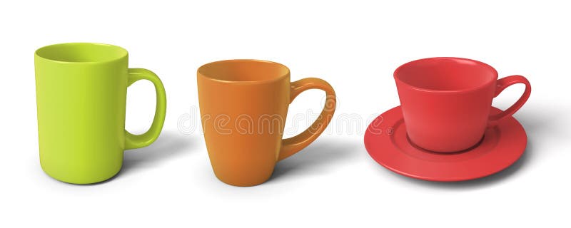 Various Cups of Different Colors Stock Illustration - Illustration of ...