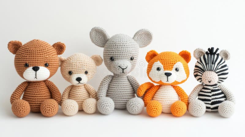 Various Cute Designs are Knitted Onto a Soft, Neutral-colored Surface ...