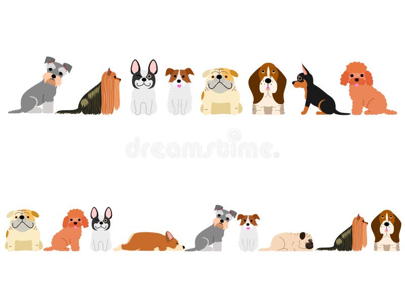 Cute dogs border set stock vector. Illustration of elements - 115625760