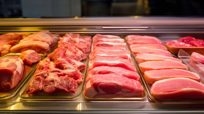 Fresh Cuts Meat Displayed Refrigerated Showcase Stock Photos - Free ...