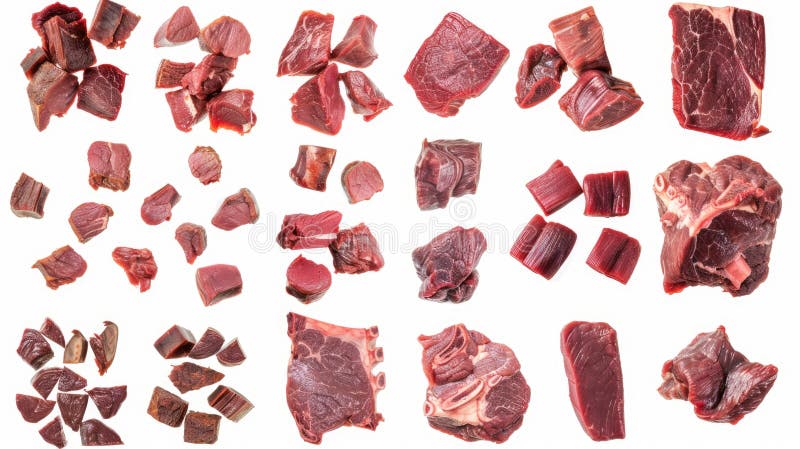 Various Cuts of Meat Displayed on a Clean White Background. Suitable ...