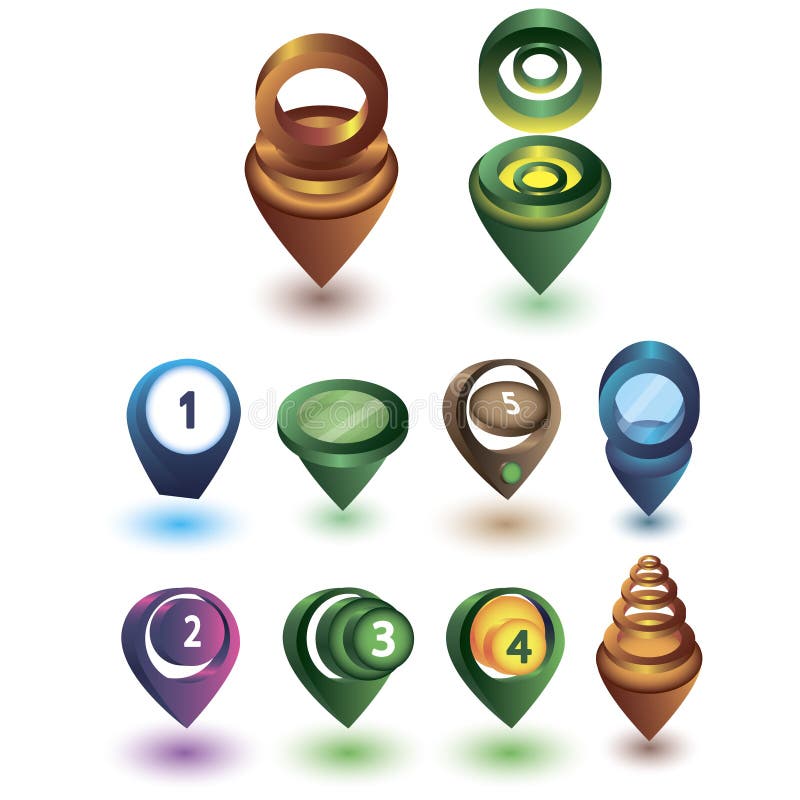 Various 3d Pointers Card Labels Stock Vector - Illustration of location ...