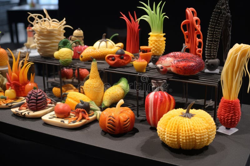 Various 3d Printed Food Items on Display Stock Illustration ...