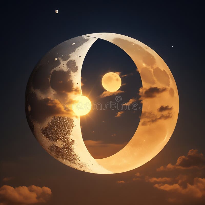 Sun and Moon in the Evening with Clouds Stock Illustration ... Sun and Moon in the Evening with Clouds Stock Illustration ...