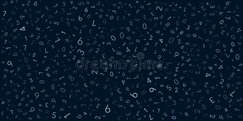 Various Dark Colorful Randomly Placed, Sized and Oriented Numbers ...