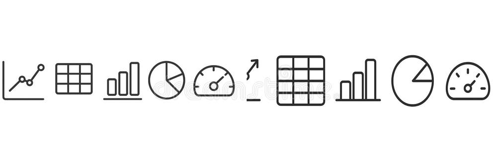 Various Data Visualization Icons Depicting Trends, Charts, Metrics, and ...