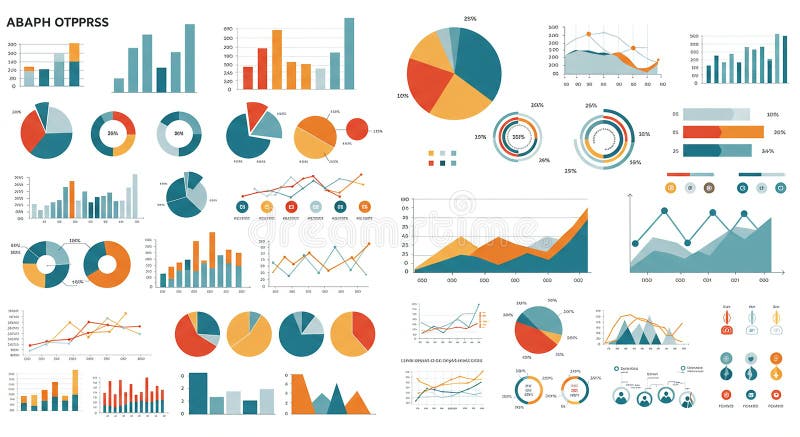 Various Data Visualizations Display Diverse Chart Types Bar Pie Line