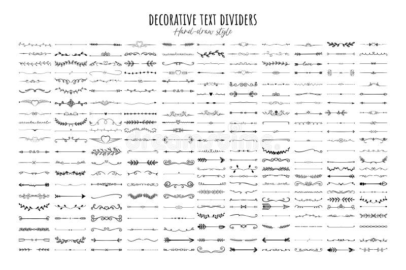 Various Decorative Text Dividers Set Stock Vector - Illustration of ...