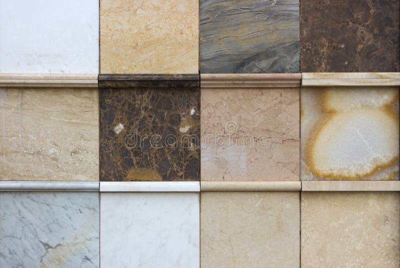 Various Decorative Tiles, and Natural Stone Samples Stock Image - Image ...