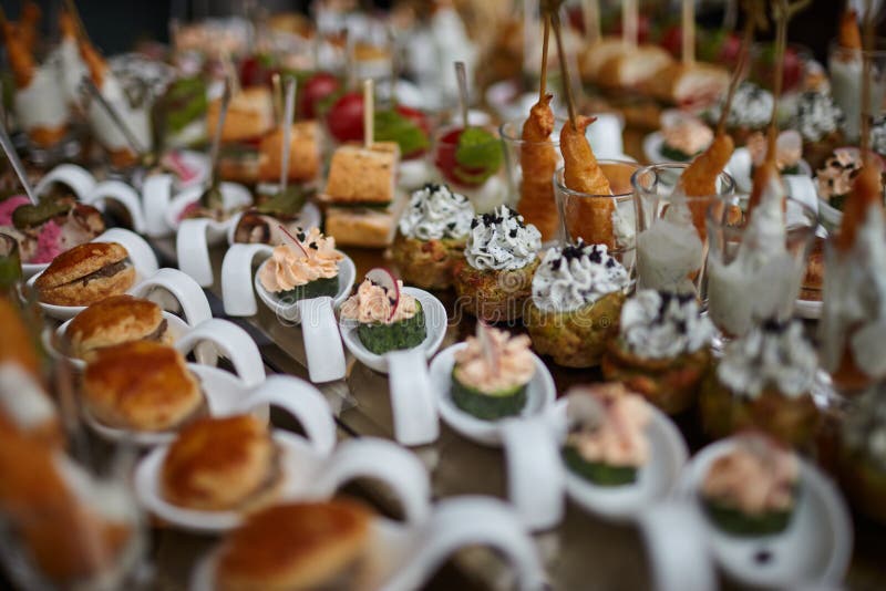 Various Delicious Snacks To the Buffet Table Stock Photo - Image of ...