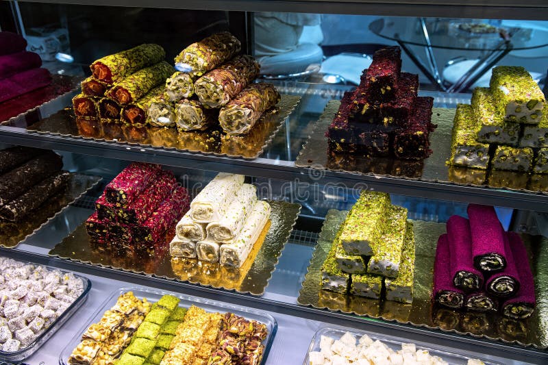 Various Delicious Turkish Delight Sweet Shop Window Stock Photos - Free ...