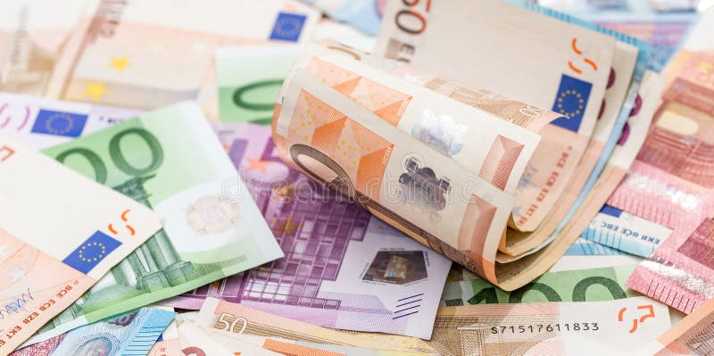 Various Denominations of EU Euro Banknotes Stock Photo - Image of notes ...