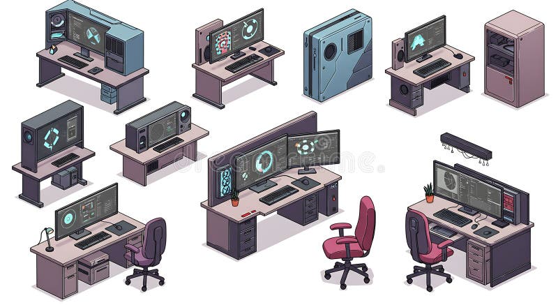 Workstations Setup Stock Illustrations – 719 Workstations Setup Stock ...