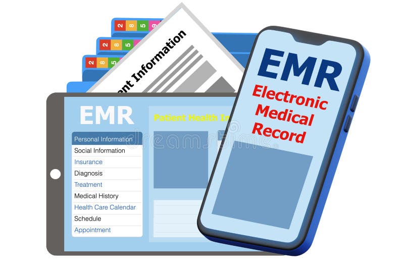 Various Devices Used in Medical Record Working Stock Illustration ...