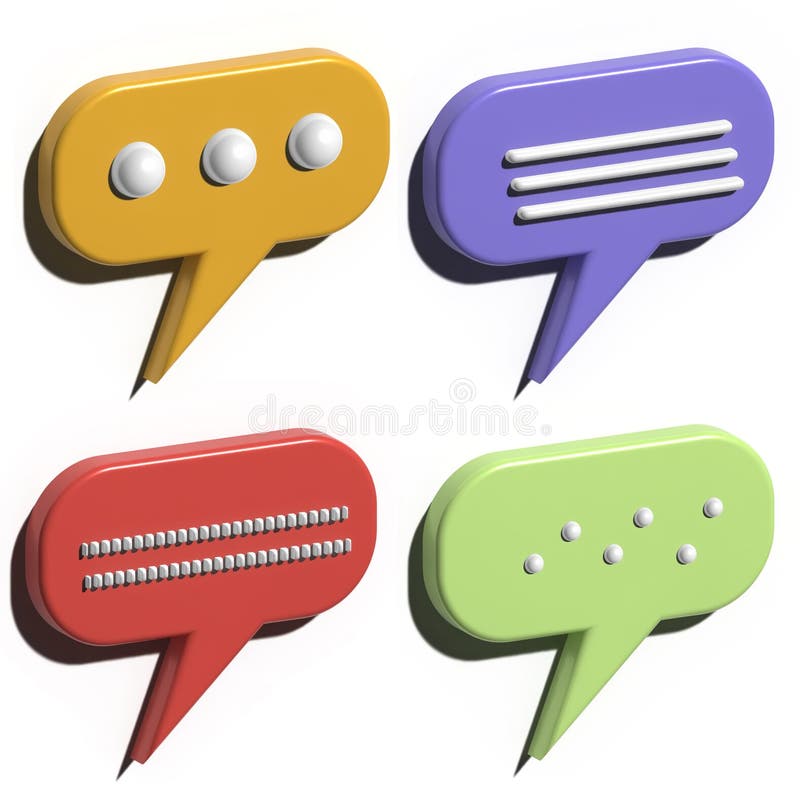 Various Dialog Shapes on Isolated Background, 3D Rendering Illustration ...