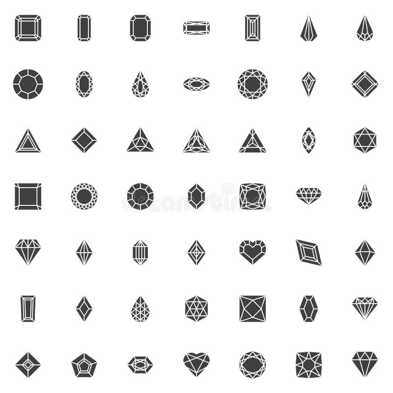 Various Diamond Shapes Vector Icons Set Stock Vector - Illustration of ...