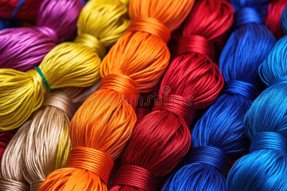 Various Different-colored Threads Intertwined into a Single Cord Stock ...