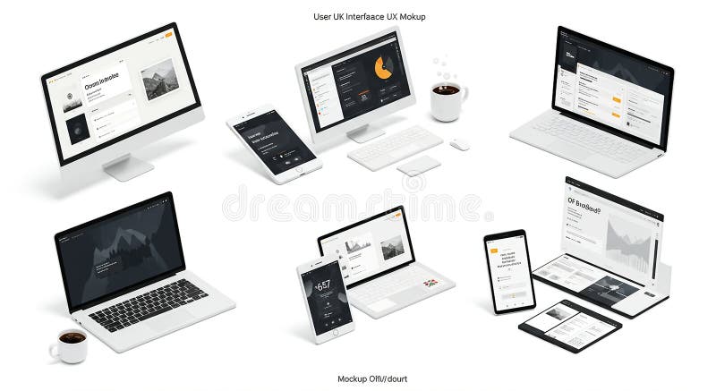 Various Digital Device Mockups Display User Interface Designs ...