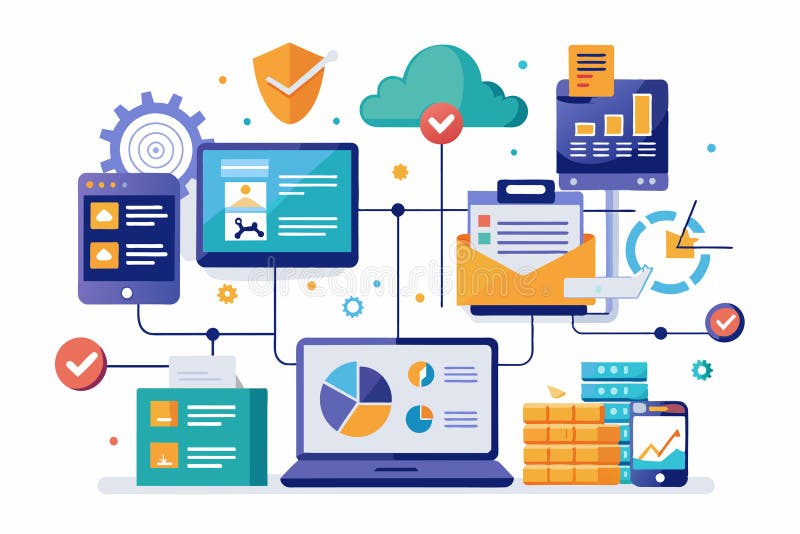 Various Digital Devices Display Data Input Activities Illustrating ...