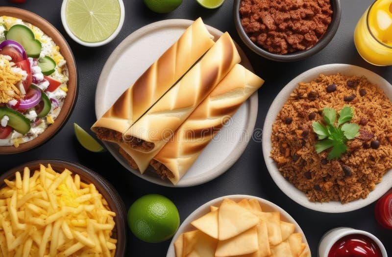 Various Dishes and Ingredients are Displayed on the Table Stock Photo ...