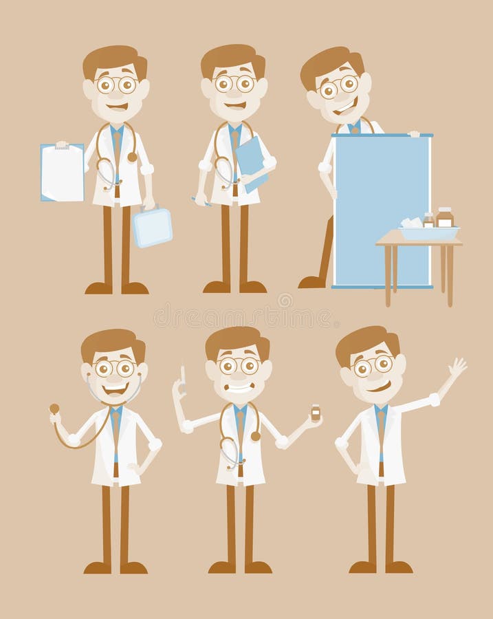 Various Doctor Poses and Gesture Vector Set Stock Vector - Illustration ...