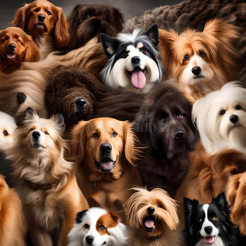 Various Dog Breed Together - Ai Generated Image Stock Illustration ...