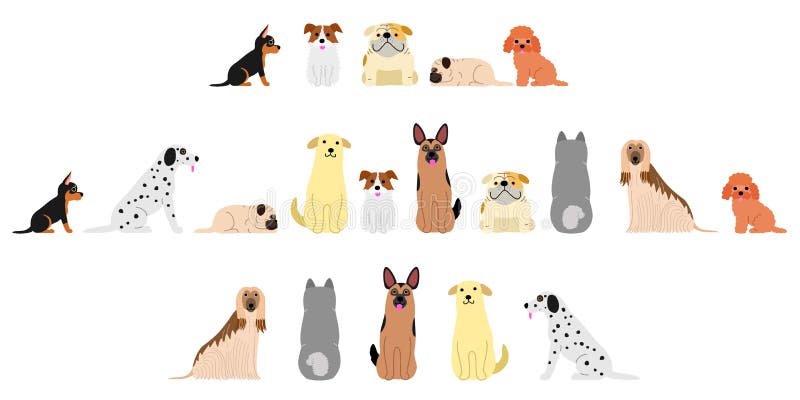 Various dogs border set1 stock vector. Illustration of banner - 115261708