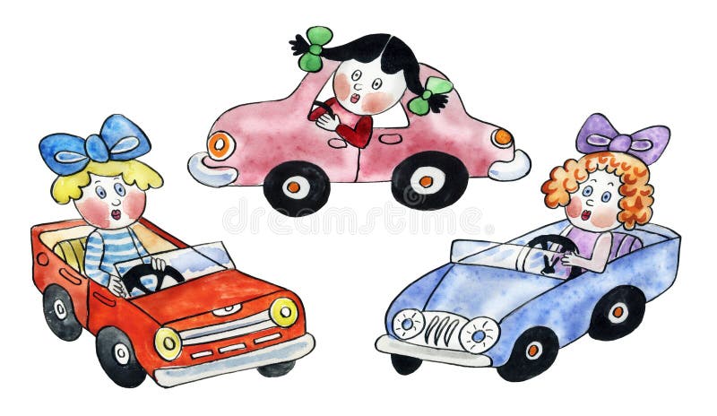 Puppets driving toy cars stock illustration. Illustration of puppet ...